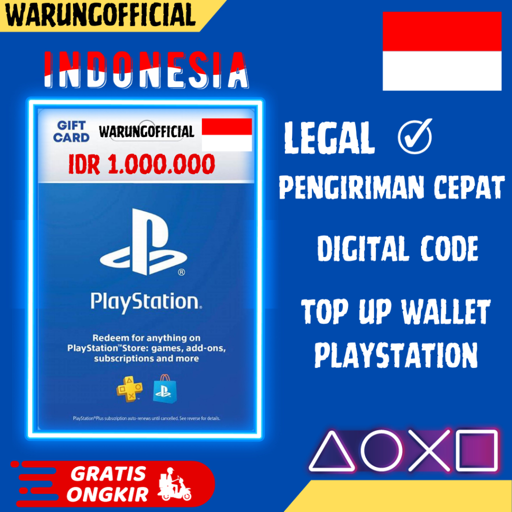 PROMO Psn Wallet PlayStation Gift Card Indonesia 1.000.000 1Jt