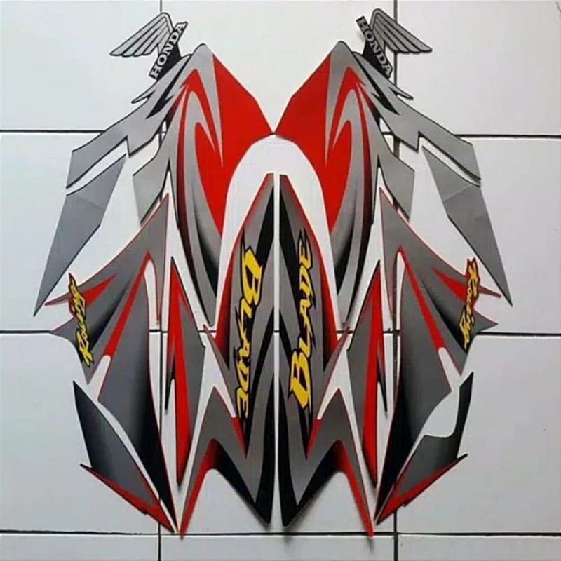 Jual Stiker Striping Motor BLADE 110 2010 HITAM-MERAH Sticker Lis Body ...