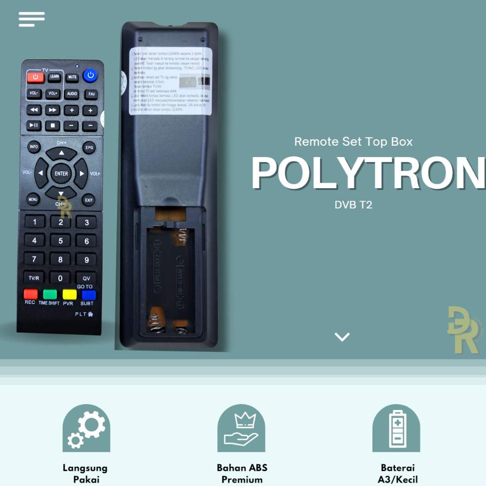 Jual 8.8 MALL Remot Remote set top box Polytron PDV600 PLT Stb Dvb T2 ...