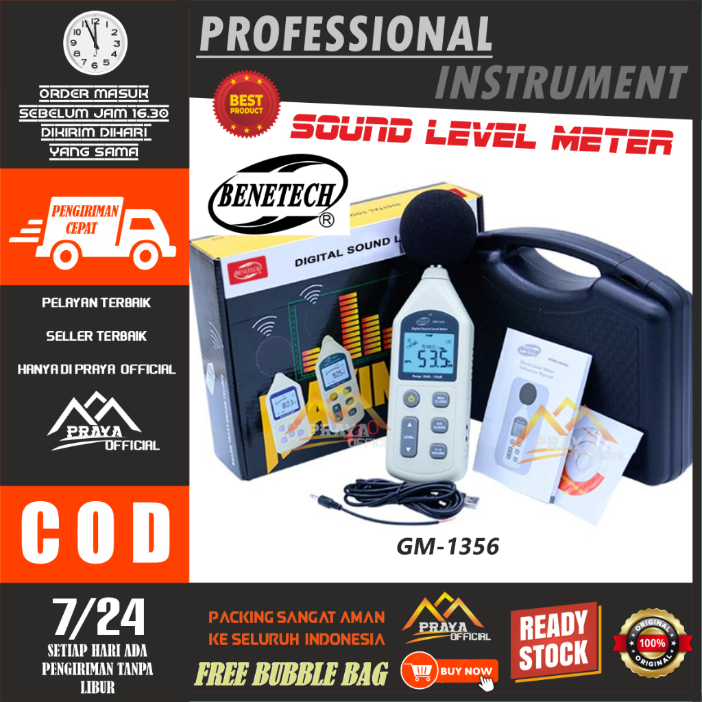 Jual NEW !!! Sound Level Meter GM1356 Benetech Data Logger Tester USB ...