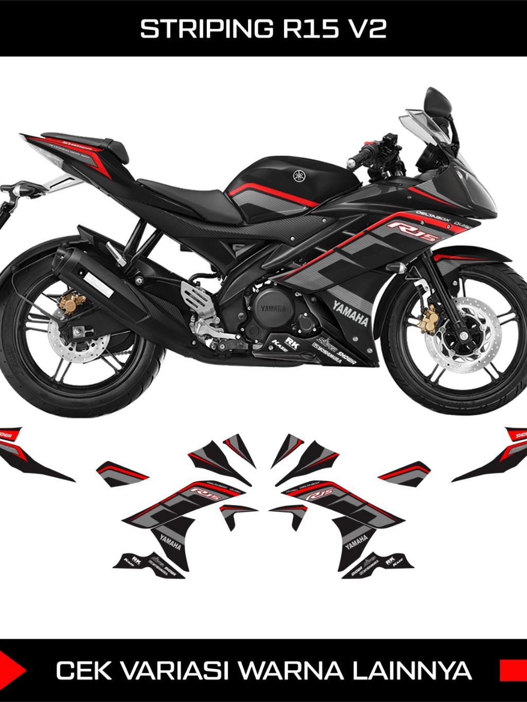 Jual STRIPING MOTOR R15 V2 SEMIFULL / DECAL STIKER YAMAHA YZF R15 V2 ...
