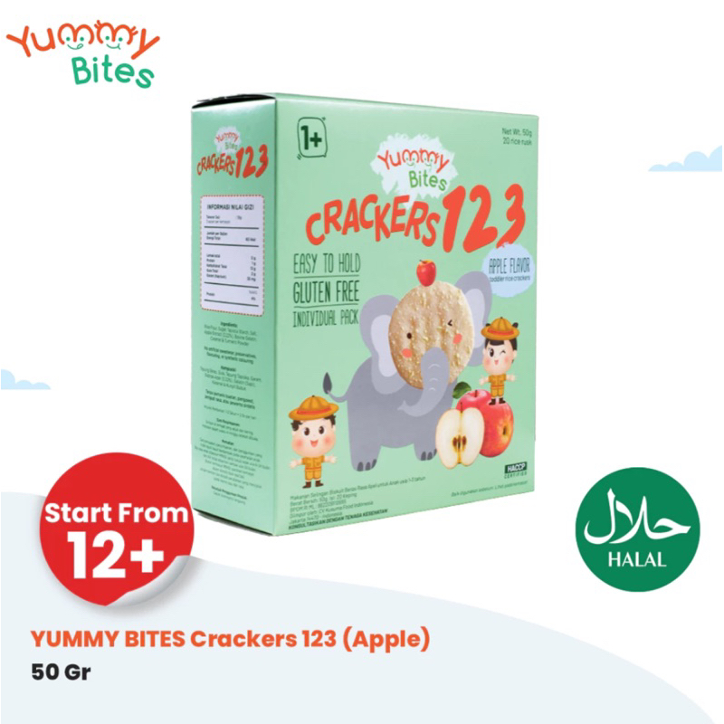 Jual YUMMY BITES RICE CRACKERS 123 50GR APPLE - SNACK CEMILAN BAYI ...