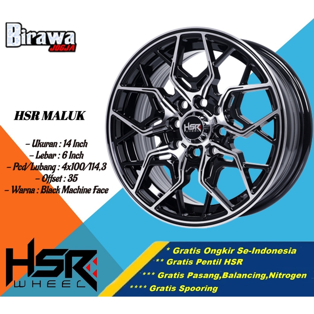 Jual Velg Mobil Ring 14 HSR MALUK R14 Pcd 4x100/114,3 Cocok Untuk Brio, Wuling Air Ev, Agya ...