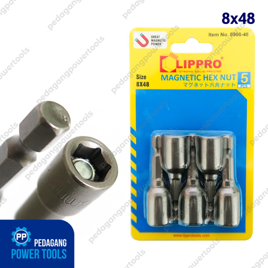 Jual LIPPRO Set 5 pcs Kunci Roofing 8 x 48 Magnetic Hex Nut Mata Bor ...