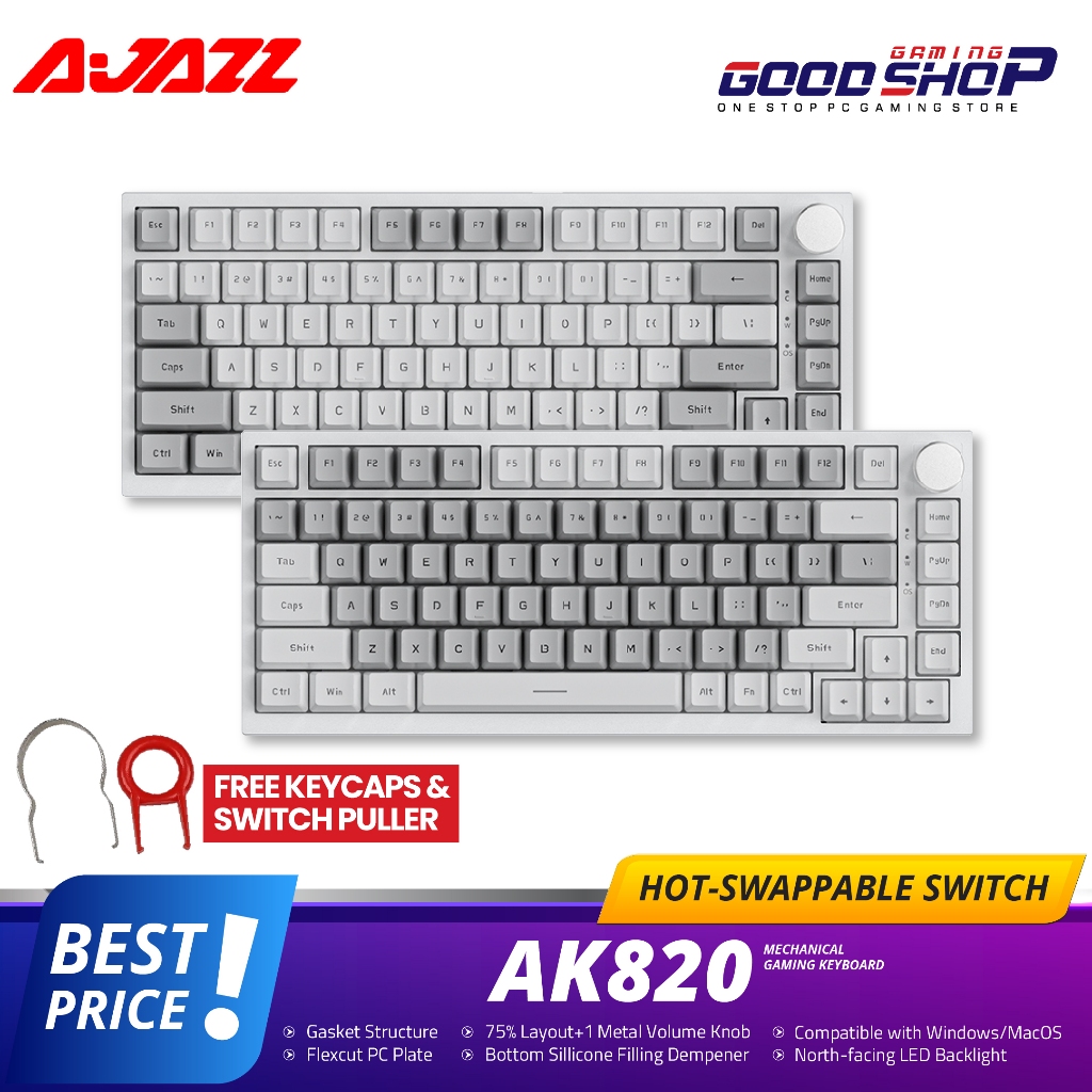 Jual AJAZZ AK820 Dual Tone 75% Hotswappable Keyboard With Gasket Mount | Shopee Indonesia