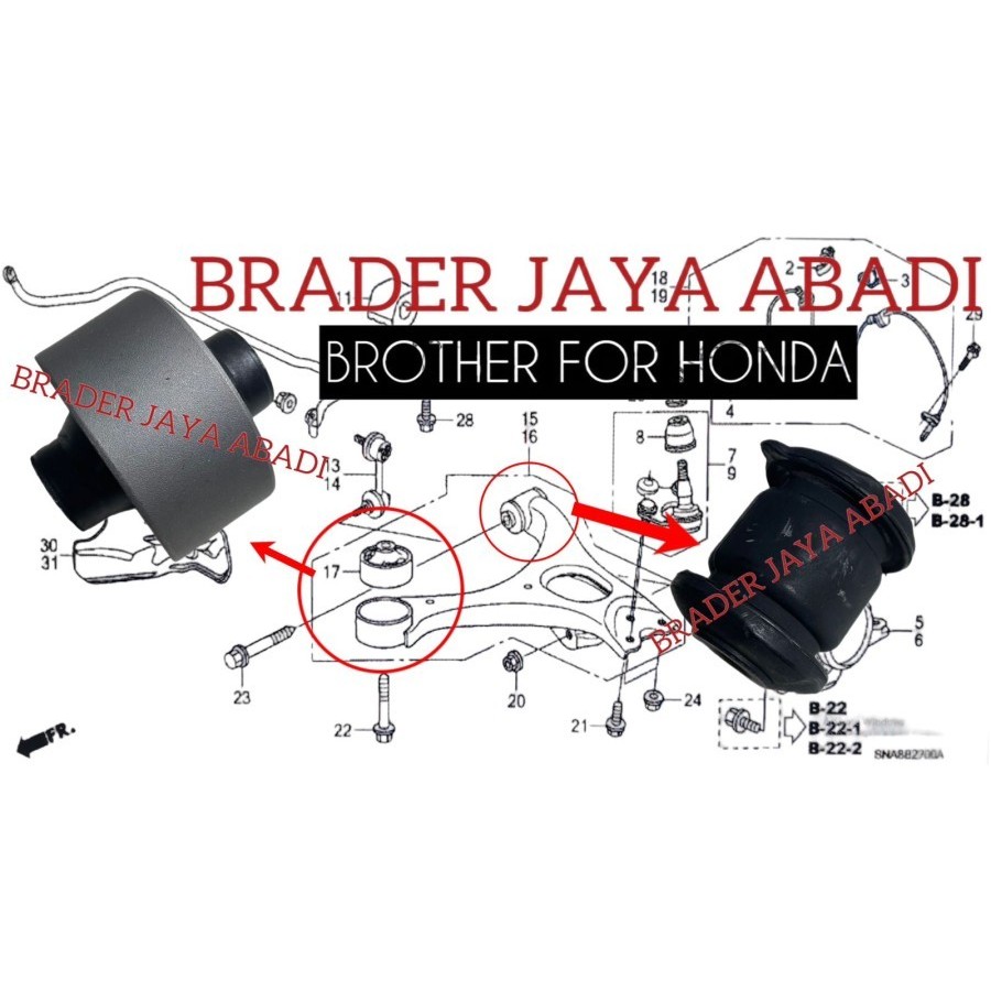 Jual BUSING BUSHING BUSH LOWER ARM DEPAN BESAR CIVIC FB1 FB3 2012 2013 ...