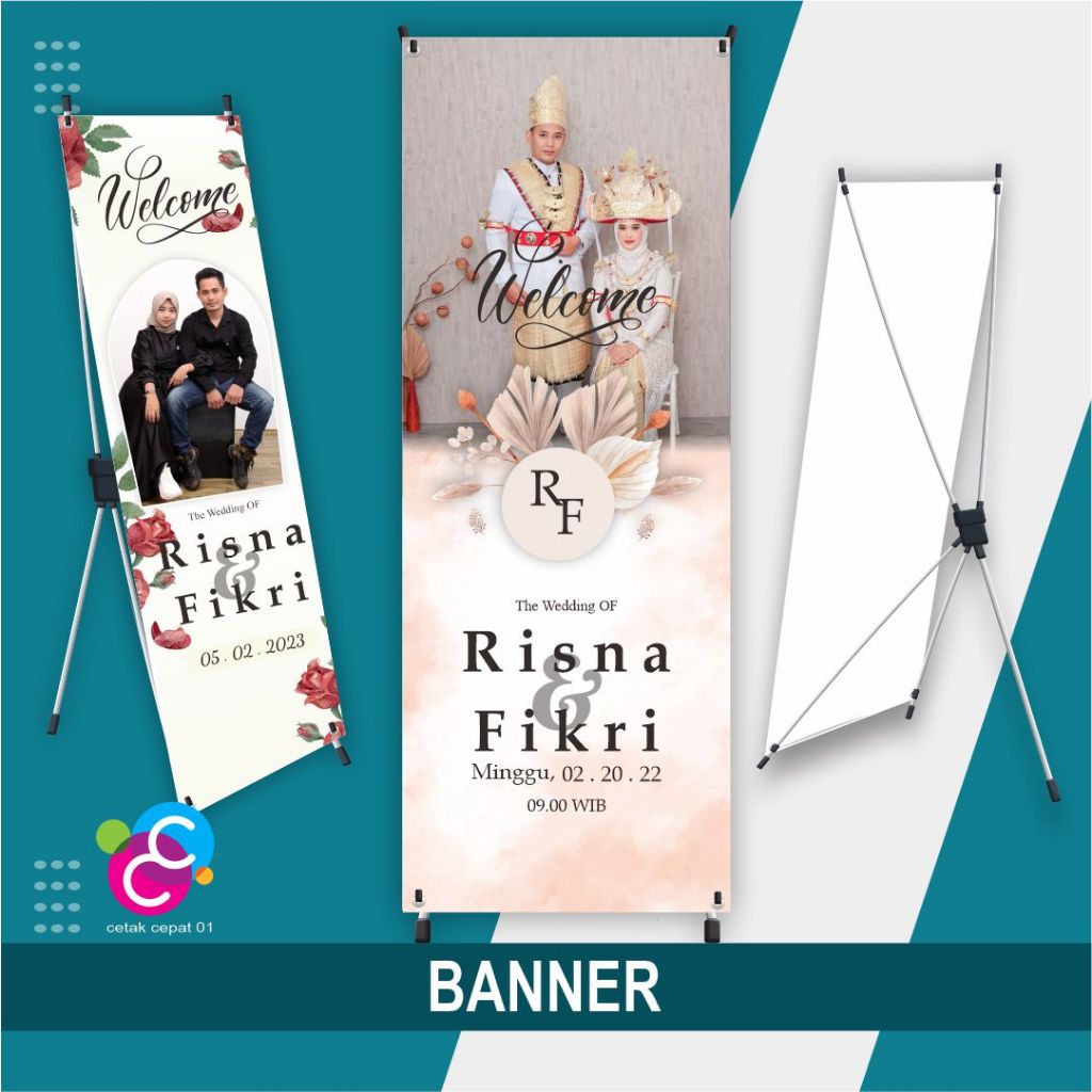 Jual BANNER WEDDING + TIANG / STAND BANNER ACARA WEDDING / PERNIKAHAN ...