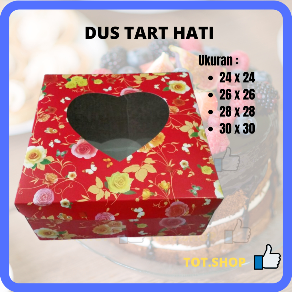 Jual Dus Tart Hati Kue Motif Bunga Dus Tutup / Dus Kue Seserahan / Dus ...