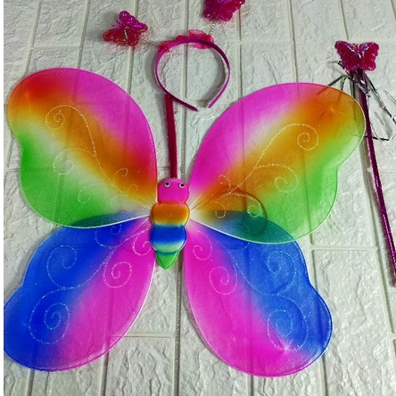 Jual Sayap peri satu set pelangi/sayap kupu rainbow non Led | Shopee ...