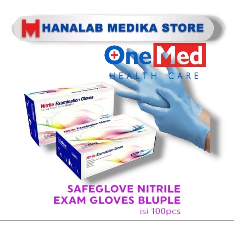 Jual SAFEGLOVE Safe Glove Nitrile Exam Glove Blueple 100pcs/box | Shopee Indonesia