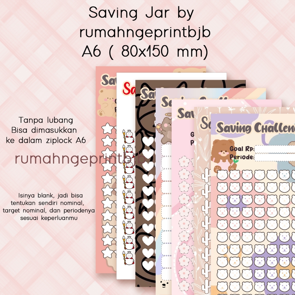 Jual SAVING JAR A6 BLANK ISI SENDIRI MENABUNG ASIK SAVING CHALLENGE IZI ZIPLOCK A6 | Shopee ...