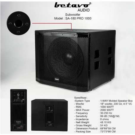 Jual Speaker Subwoofer Aktif 18 Inch BETAVO SA 180 SA180 PRO 1000 ...