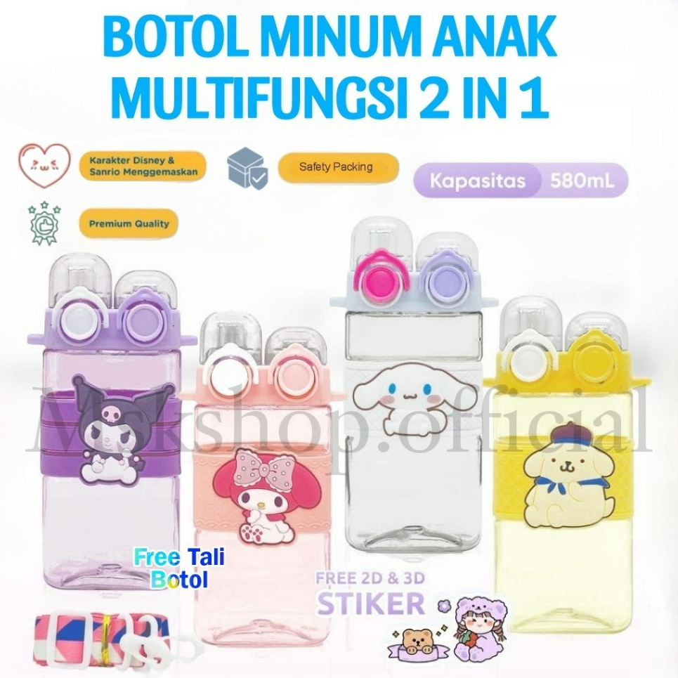 Jual BOTOL MINUM ANAK KARAKTER MULTIFUNGSI 2IN1 580ml /BOTOL MINUM ANAK ...