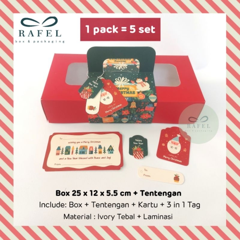 Jual 5 Set Box Natal 25 x 12 x 5.5 cm Merah Set Tentengan | Shopee ...