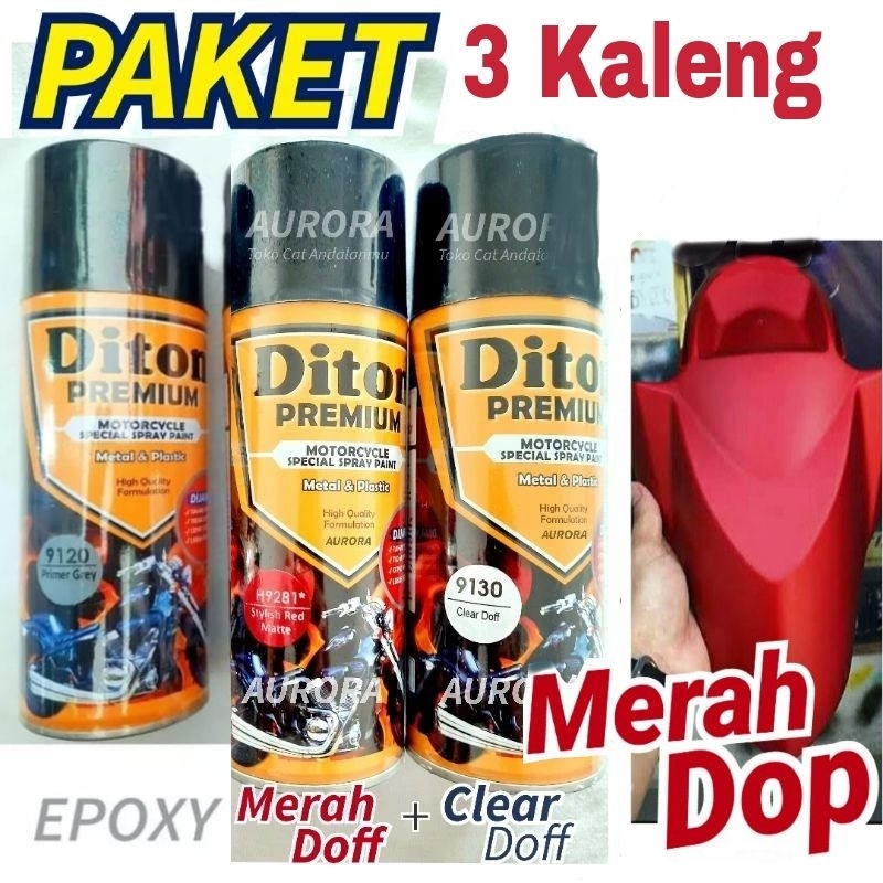 Jual PAKET Cat Pilok Diton Premium 9120 Primer Grey + 9281 Stylist Red ...