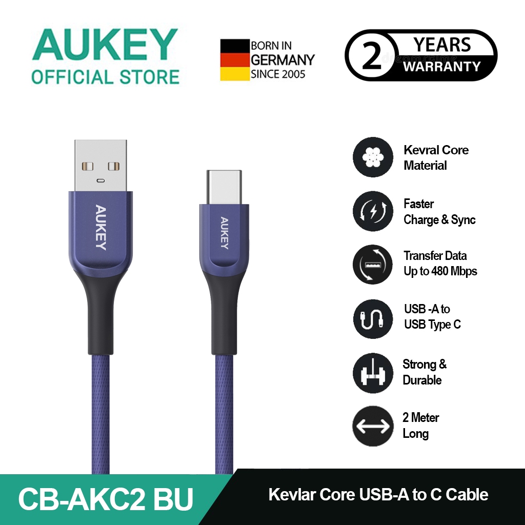 Jual AUKEY Kabel Charger Type C CB-AKC2 Kevlar Core USB-A to USB-C Cable | Shopee Indonesia