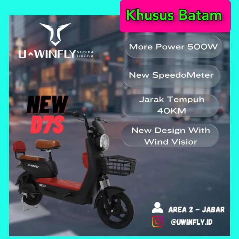 Jual SEPEDA LISTRIK U-WINFLY NEW-D7S 500w (KHUSUS BATAM) | Shopee Indonesia