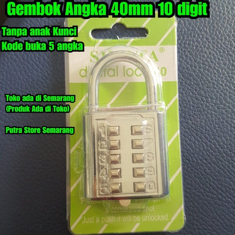 Jual Gembok angka 40mm 10 digit gembok pin 40mm gembok kode besar 10 ...
