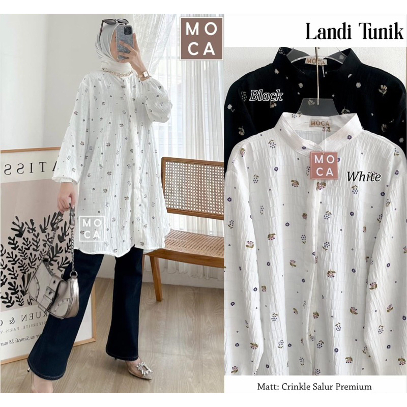 Jual Landi Tunik by Moca Ld 110-120 Allsize Tunik Motif Bahan Crinkle ...