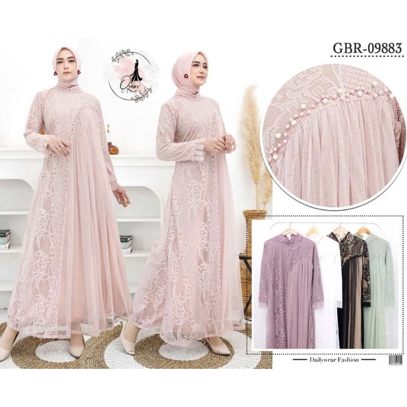 Jual Gamis OZIAS Dress Haura Malika Premium Lembut dan Adem Terbaru | Gamis Brokat Seragaman ...