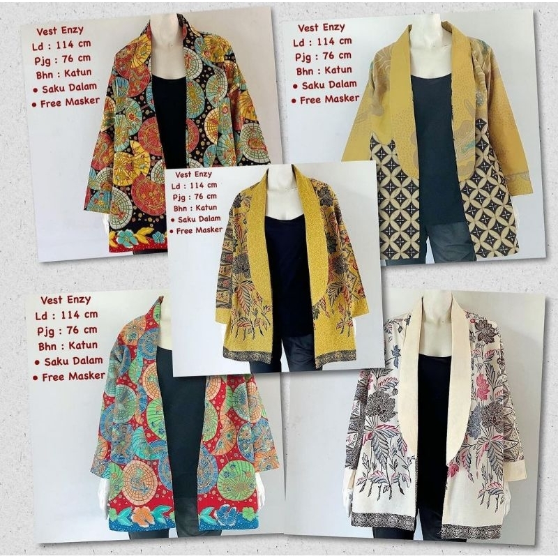 Jual Outer Batik Bolero Batik Vest Cardigan Bolero Enzy Batik Modern ...