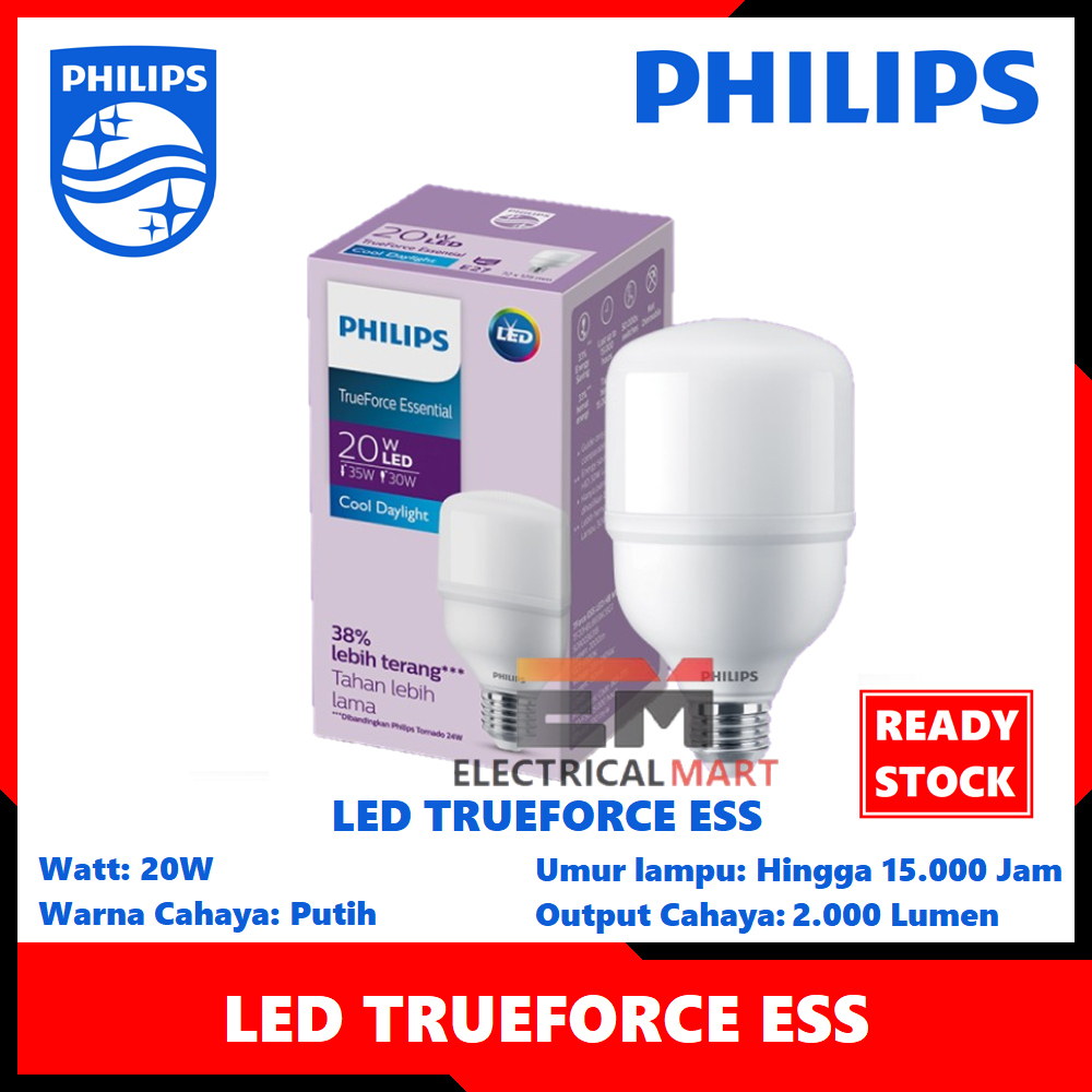 Jual Lampu LED Philips Trueforce Ess 20W Putih CDL (20 W Watt 20Watt) Tforce Essential Bulb ...