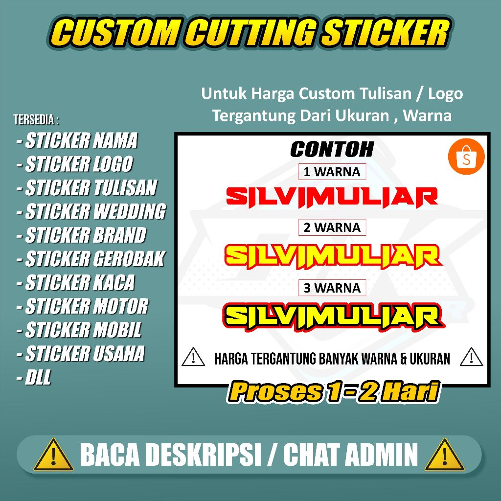 Jual Custom Sticker Cutting / Stiker Nama / Stiker Logo / Sticker Usaha ...