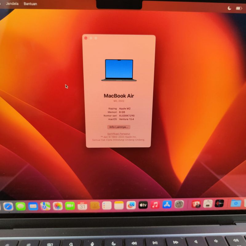 Jual Macbook Air M2 Ram 8 Ssd 512 lengkap full set midnight blue ...