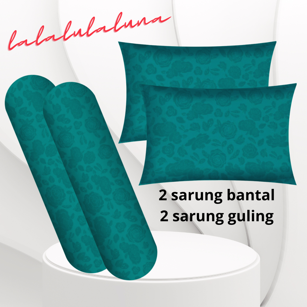 Jual Sarung bantal guling set polos embos hijau isi 4 pcs bahan adem ...