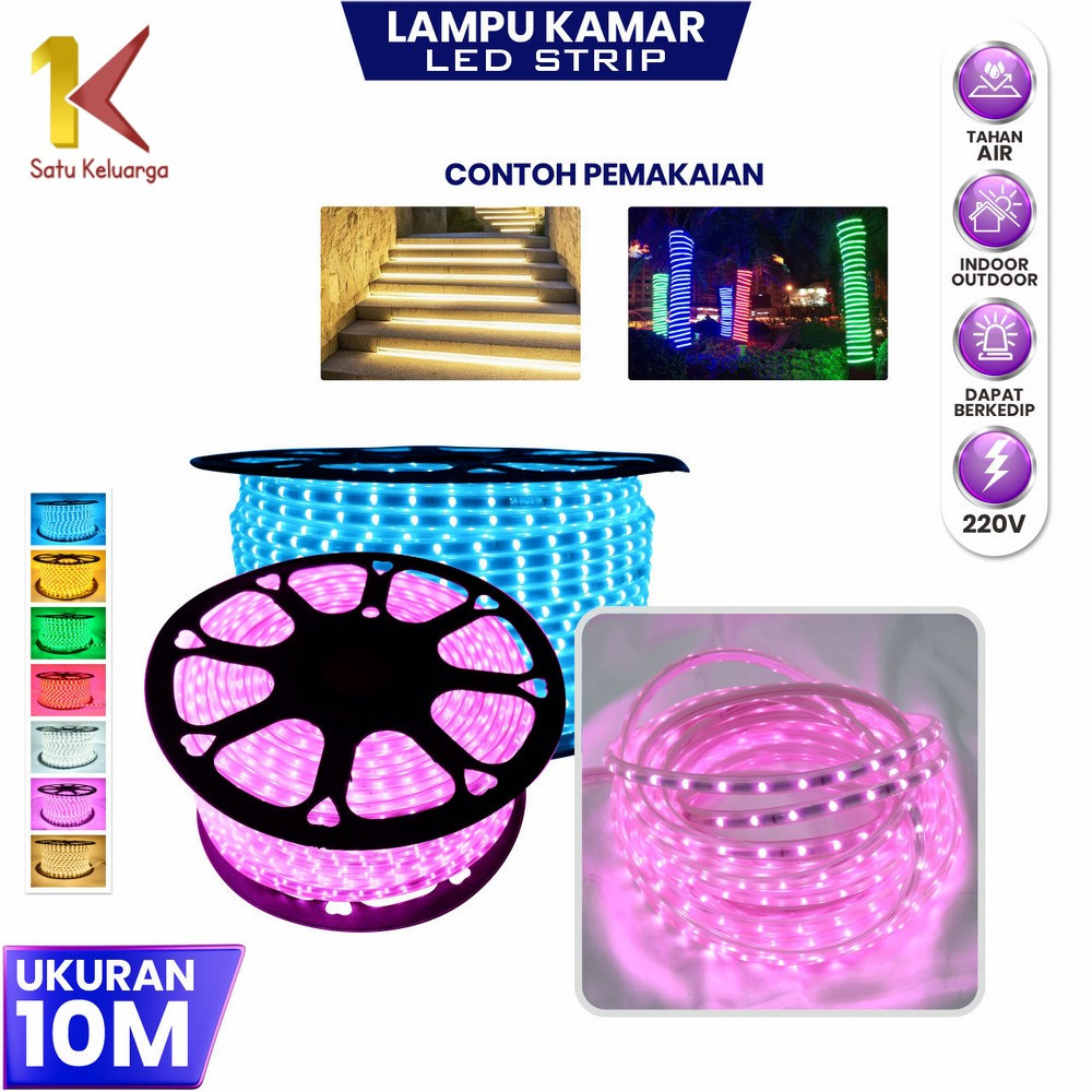 Jual Satu Keluarga Lampu LED Strip Selang 5050 UK 10M 220V Fleksibel ...