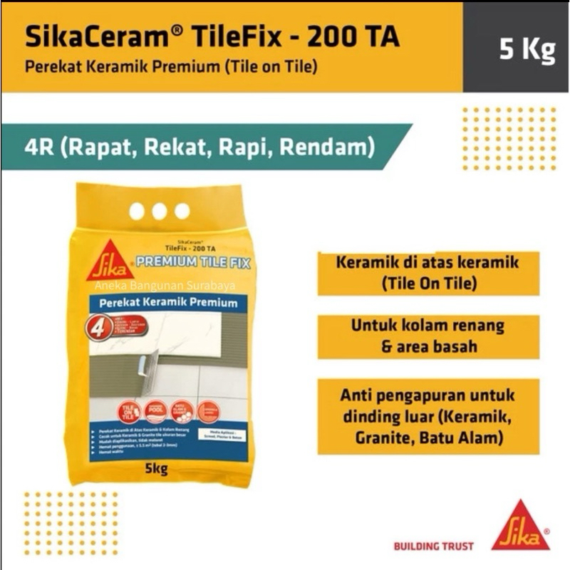 Jual Sika Tile Fix 200 TA 5kg tile on tile | sikaceram perekat keramik ...