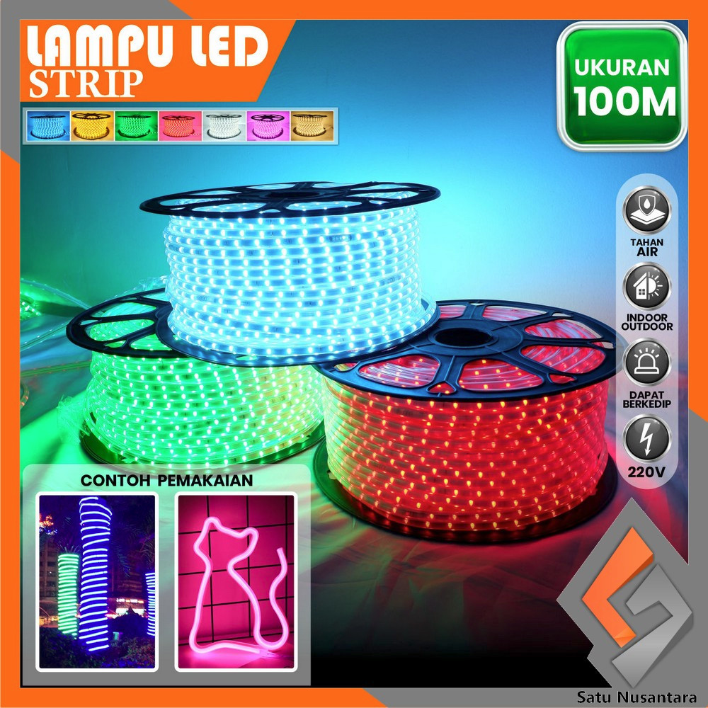 Jual SN-C883 Lampu LED Strip Selang 5050 Uk 100Meter 220V Fleksibel ...