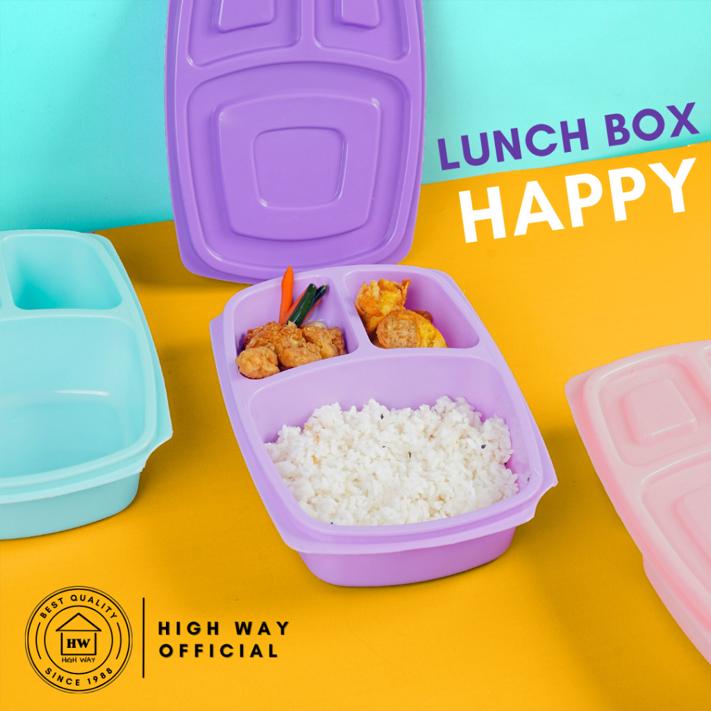 Jual HIGH WAY - Lunch Box Happy Tempat Bekal Anak Sekat 3 BPA Free ...