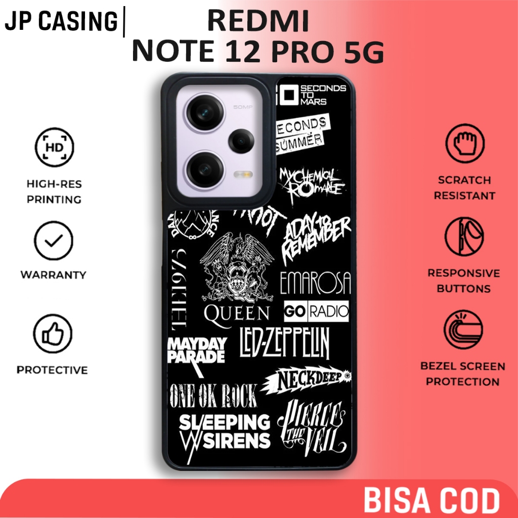 Jual case redmi note 12 pro 5g terbaru motif aesthetic band 3 hitam ...
