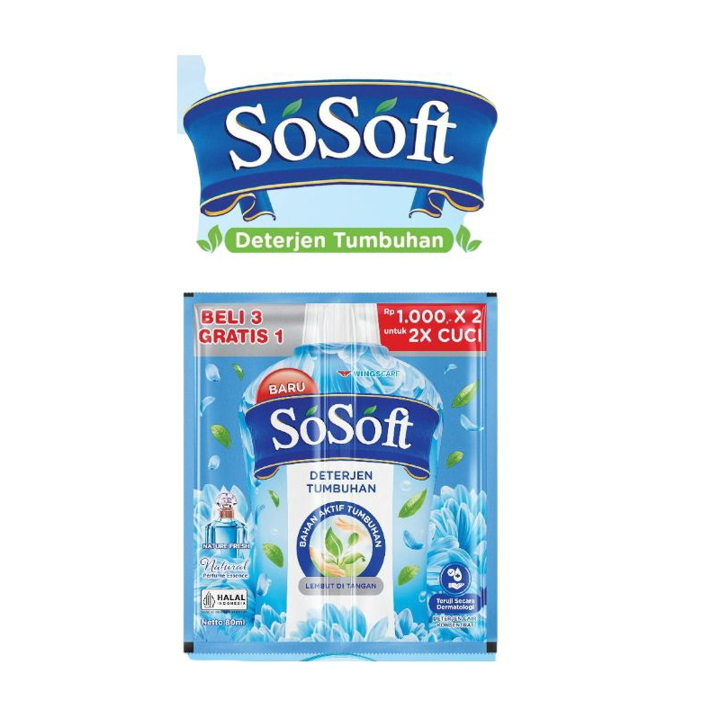 Jual So Soft Detergent Cair Nature Fresh 80ml renteng isi 16 sachet ...