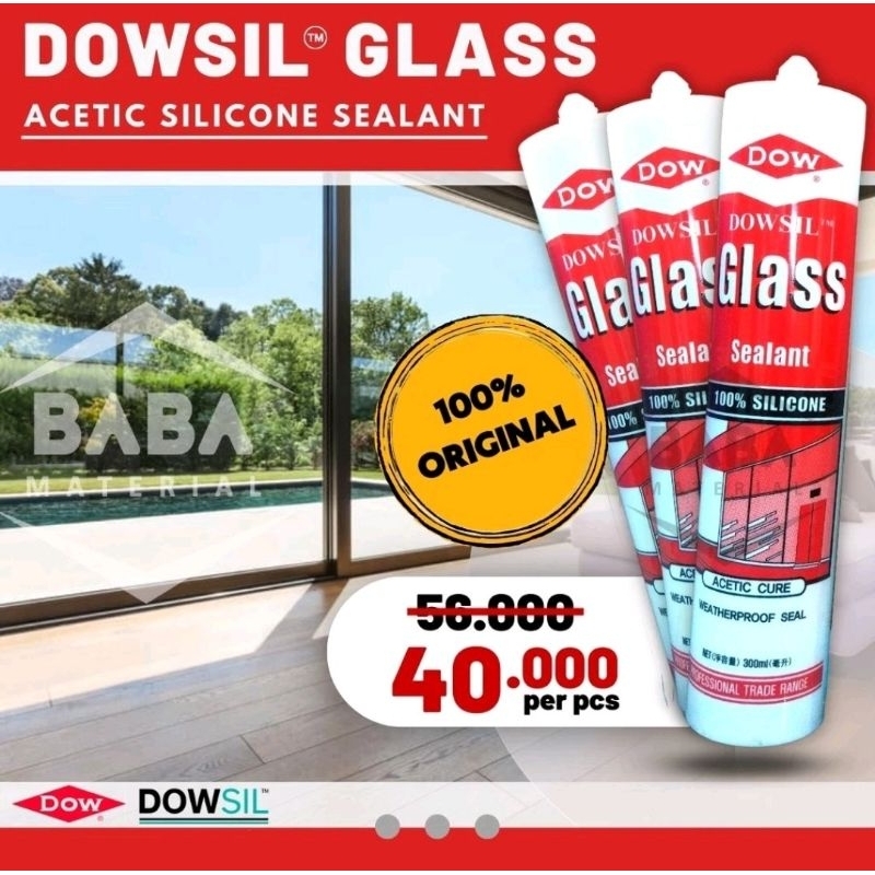 Jual Lem DOWSIL Silicon Sealant Glass 300 Ml Asam Aceic Hitam Clear ...