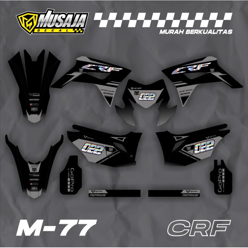 Jual Decal CRF hitam abu chrome silver simple superglossy full body ...