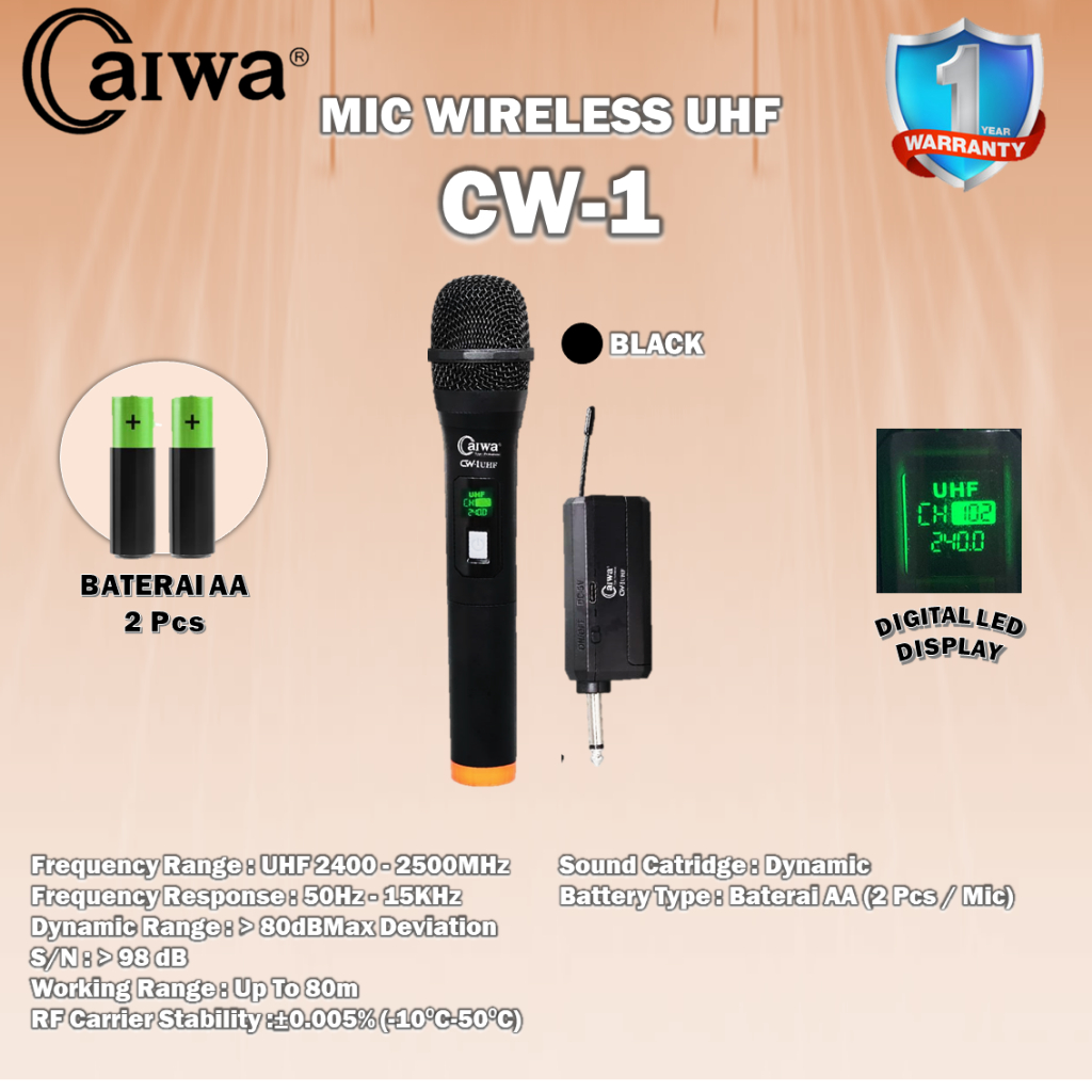 Jual CAIWA MIC WIRELESS CW-1 + Baterai Rechargeable Microphone Mik ...