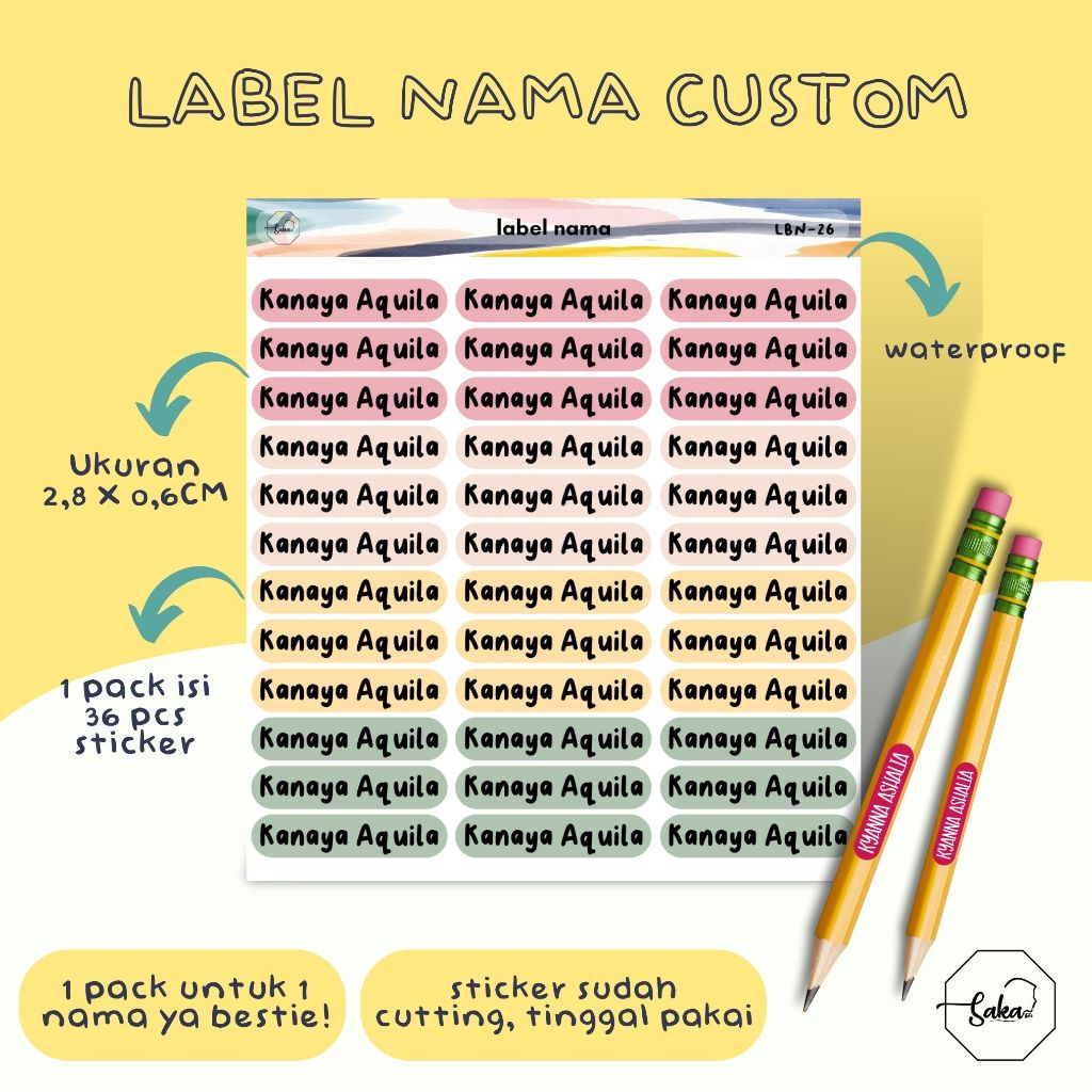 Jual [36 PCS] LABEL STICKER NAMA WATERPROOF | Shopee Indonesia