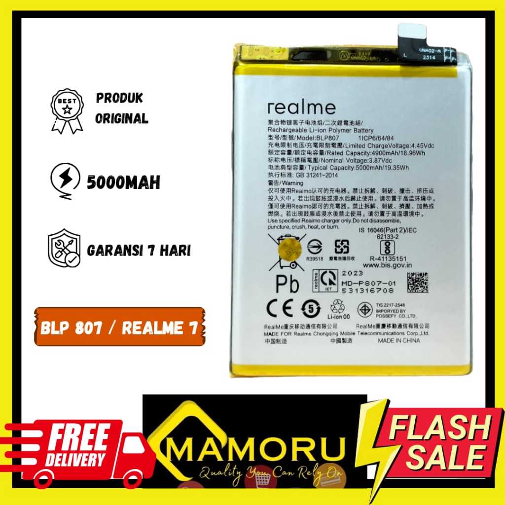Jual BATERAI/BATTERY ORIGINAL REALME 7/BLP 807 | Shopee Indonesia