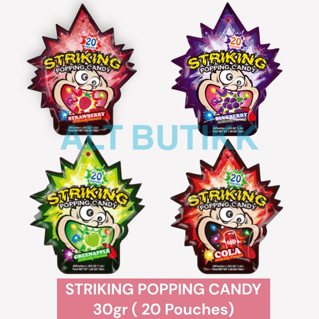 Jual STRIKING POPPING CANDY 30 GR ( ISI 20 POUCHES ) PERMEN PLETAK ...