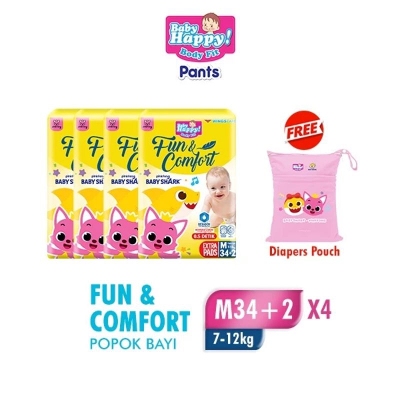 Jual Baby Happy Pants PINKFONG M34+2 | Pampers Baby Happy Pinkfong Baby Shark | Shopee Indonesia