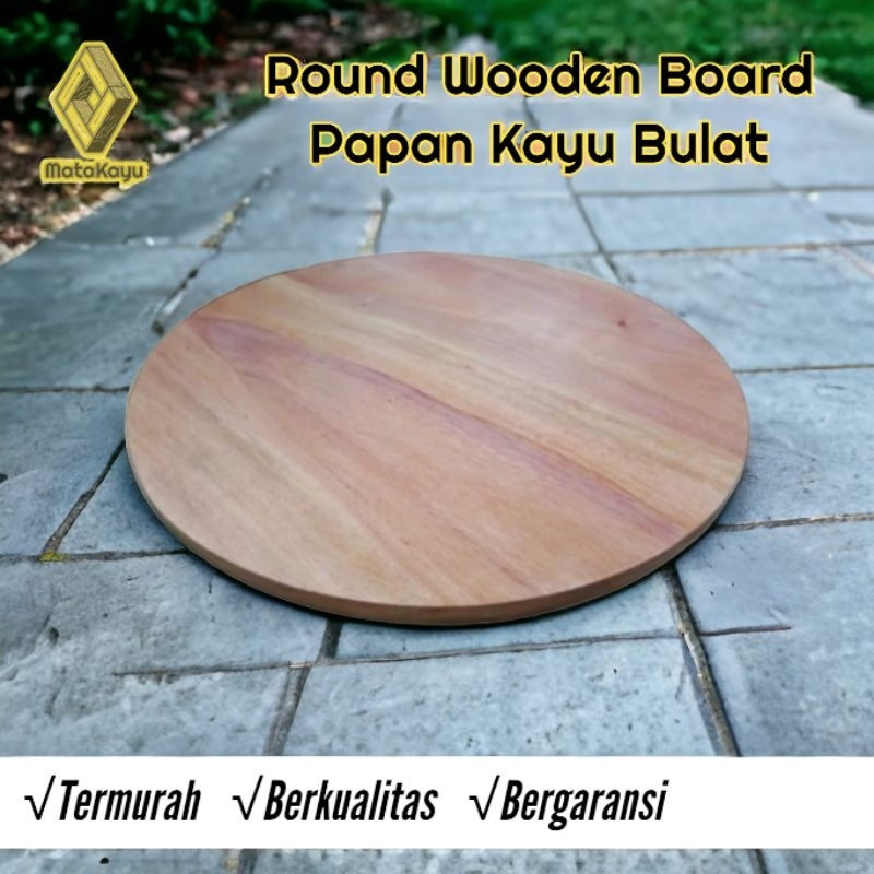 Jual Papan kayu bulat round wood table daun meja bulat kayu mahoni Dm ...