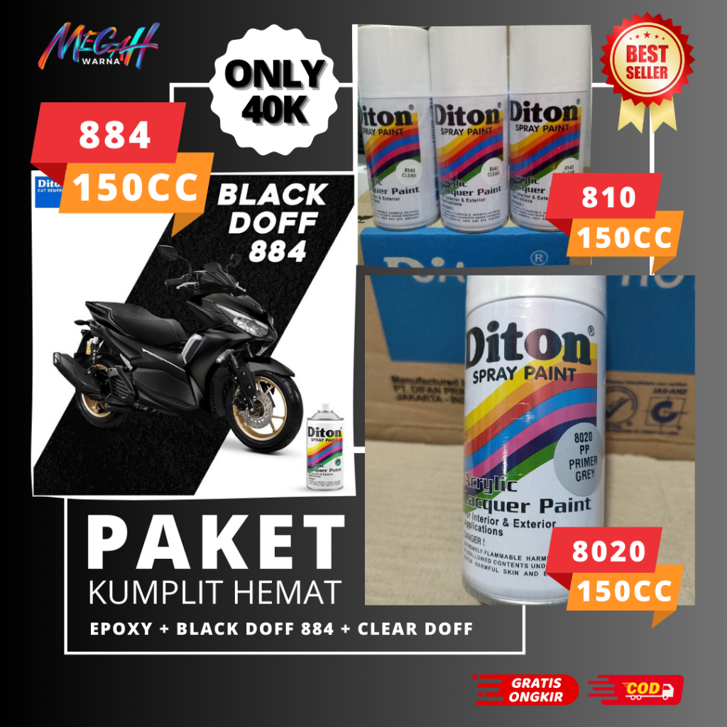 Jual ISI 3 Kaleng - Paket Kumplit Pilok Pilox DITON Hitam Doff dop 884 ...