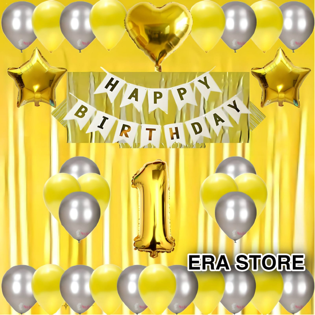 Jual Perlengkapan Paket Set Dekorasi Balon Silver Kuning Pesta Ulang ...