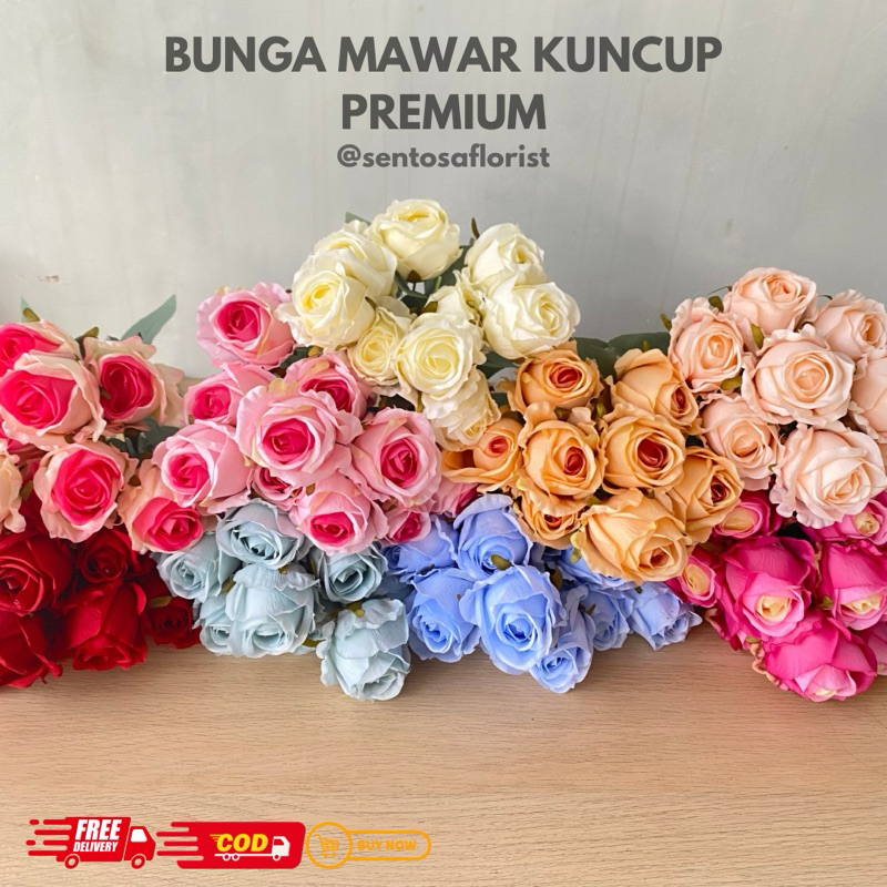Jual BUNGA MAWAR KUNCUP/MAWAR BUCKET PREMIUM/BUNGA MAWAR ARTIFICIAL ...