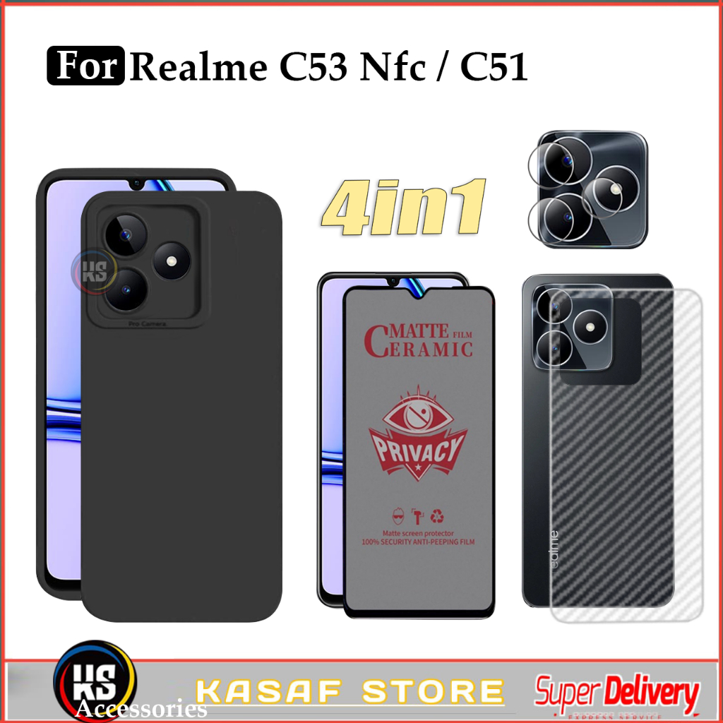 Jual 4IN1 Softcase Realme C53 C51 Case Casing Antigores Ceramic Anti ...