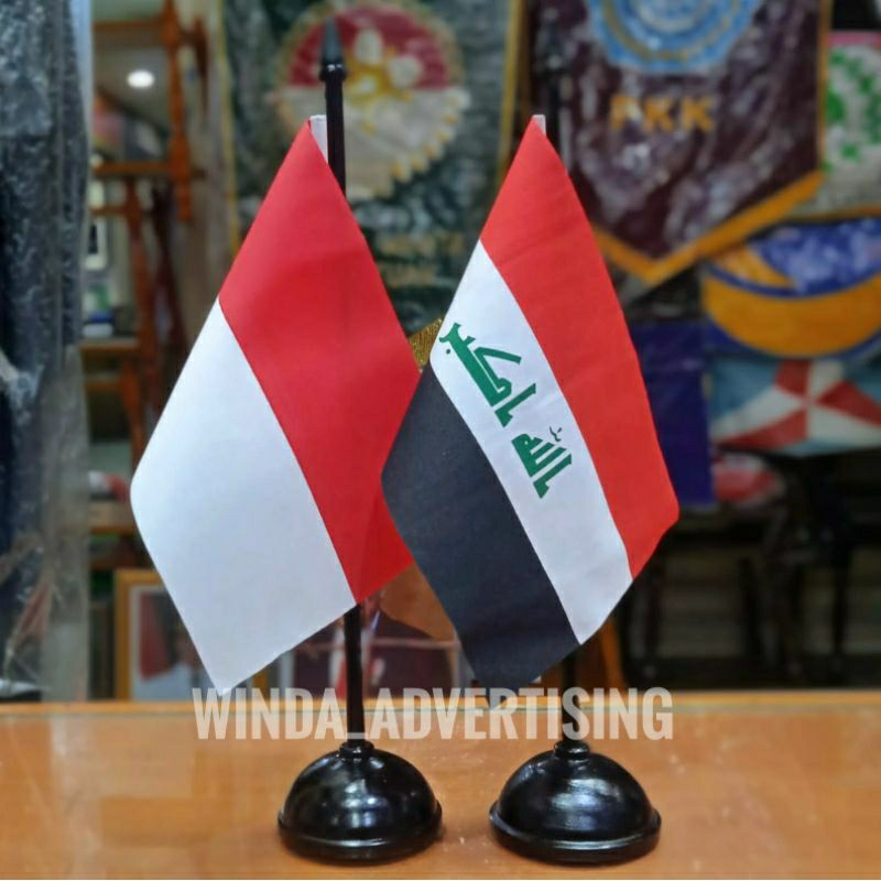 Jual 1 Paket Bendera Iraq Bendera Indonesia Dan Tiang | Shopee Indonesia