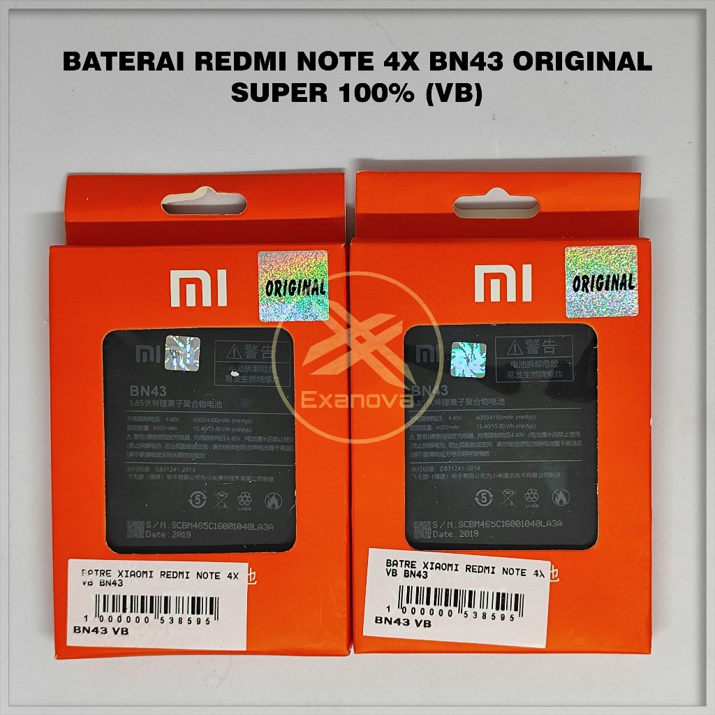 Jual BATERAI REDMI NOTE 4X BN43 ORIGINAL SUPER 100% (VB) | Shopee Indonesia
