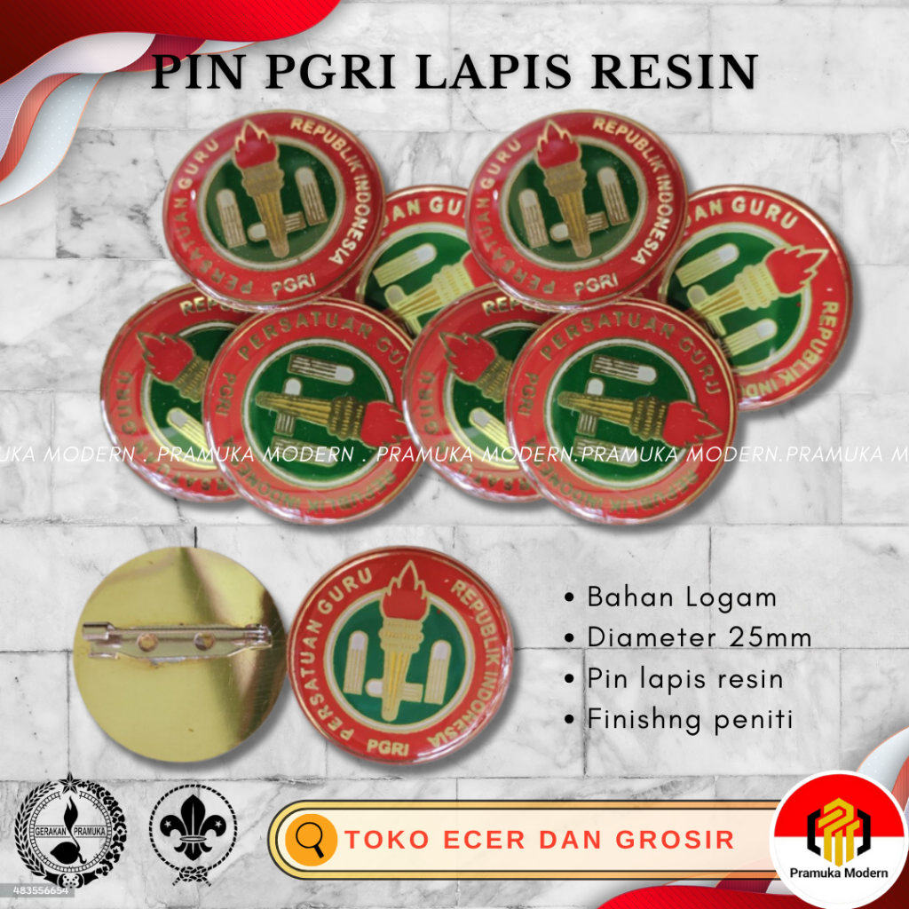 Jual Pin PGRI lapis resin ukuran 25mm bahan logam (bijian) | Shopee ...